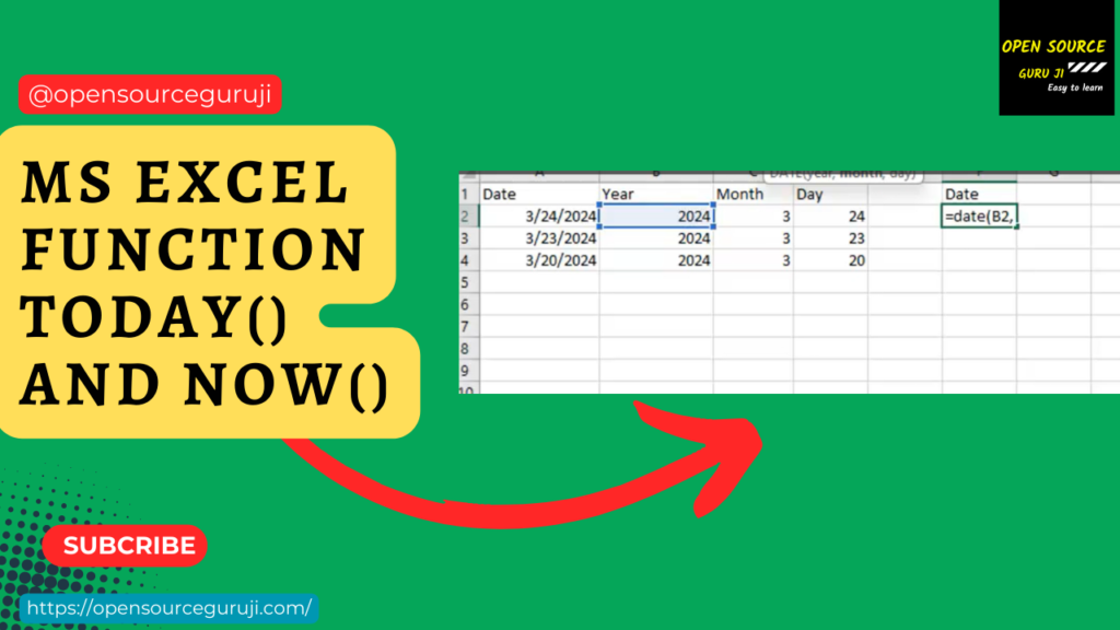 MS excel formula – NOW and TODAY - Open Source Guru Ji